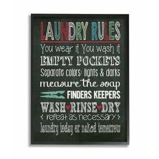 Stupell Laundry Rules Typography Chalkboard Bathroom Black Framed, 24 x ...