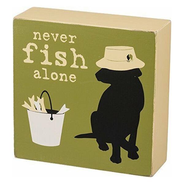 Never Fish Alone Wood Box Sign 5" x 5" - Bed Bath & Beyond - 30342071