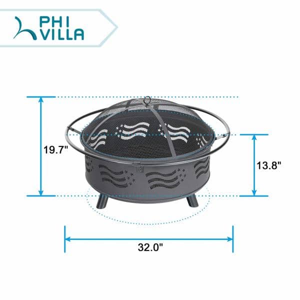 Danau 32" Fire Pit with Poker and Spark Screen by Havenside Home - Bed ...