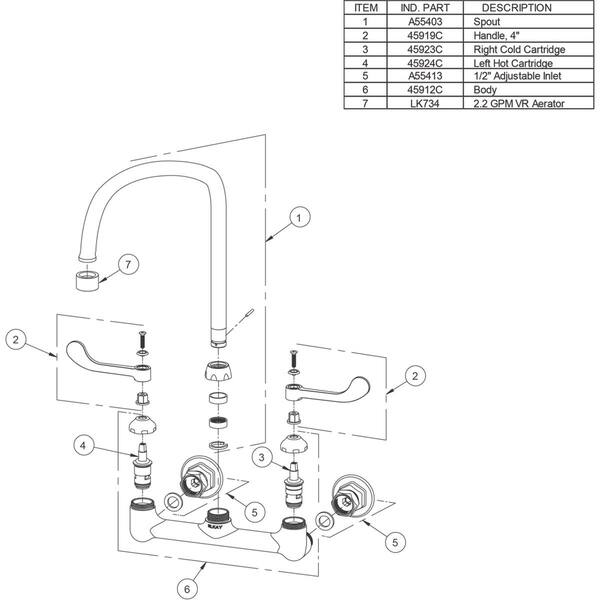 Elkay Scrub/Handwash 8" Centerset Wall Mount Faucet w/8" Gooseneck ...