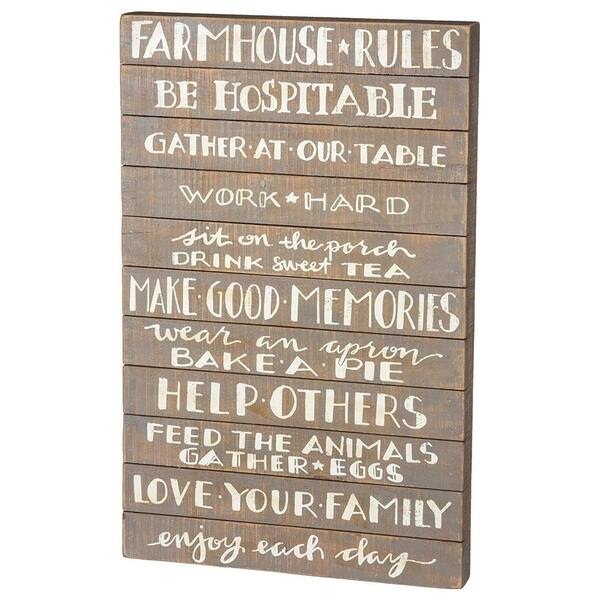 Farmhouse Rules Wood Box Sign 14" x 22" - Bed Bath & Beyond - 30363702
