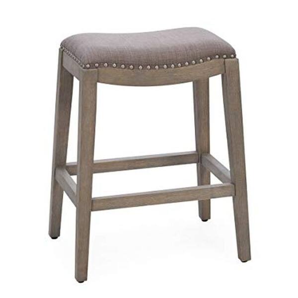 Zika Modern French Style Counter Stool Grey Velvet - Bed Bath & Beyond ...