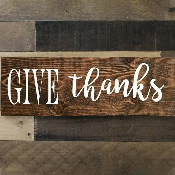 Give Thanks Wood Sign 8" x 3" - Bed Bath & Beyond - 30378404