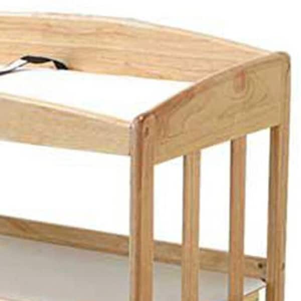 Wooden Changing Table with 2 Shelves and Slatted Sides, Natural Brown ...