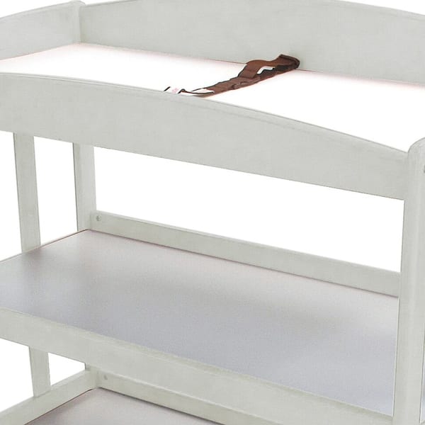 Wooden Changing Table with 2 Shelves and Slatted Sides, White - Bed ...