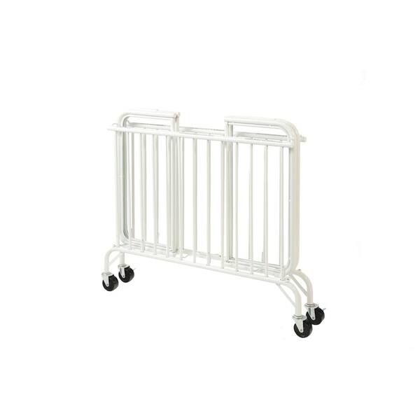 Slatted Foldable Metal Crib with Casters and Acrylic Panels, White ...