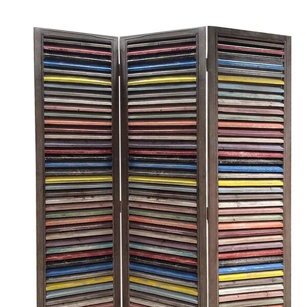 3 Panel Modern Style Foldable Wooden Shutter Screen, Multicolor - Bed ...