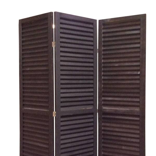 3 Panel Foldable Wooden Shutter Screen with Straight Legs, Black - Bed ...