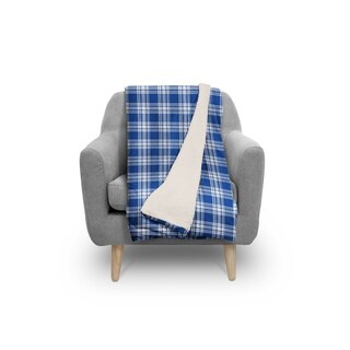 SOHO PLAID COBALT BLUE Sherpa Comforter By Kavka Designs - Bed Bath ...