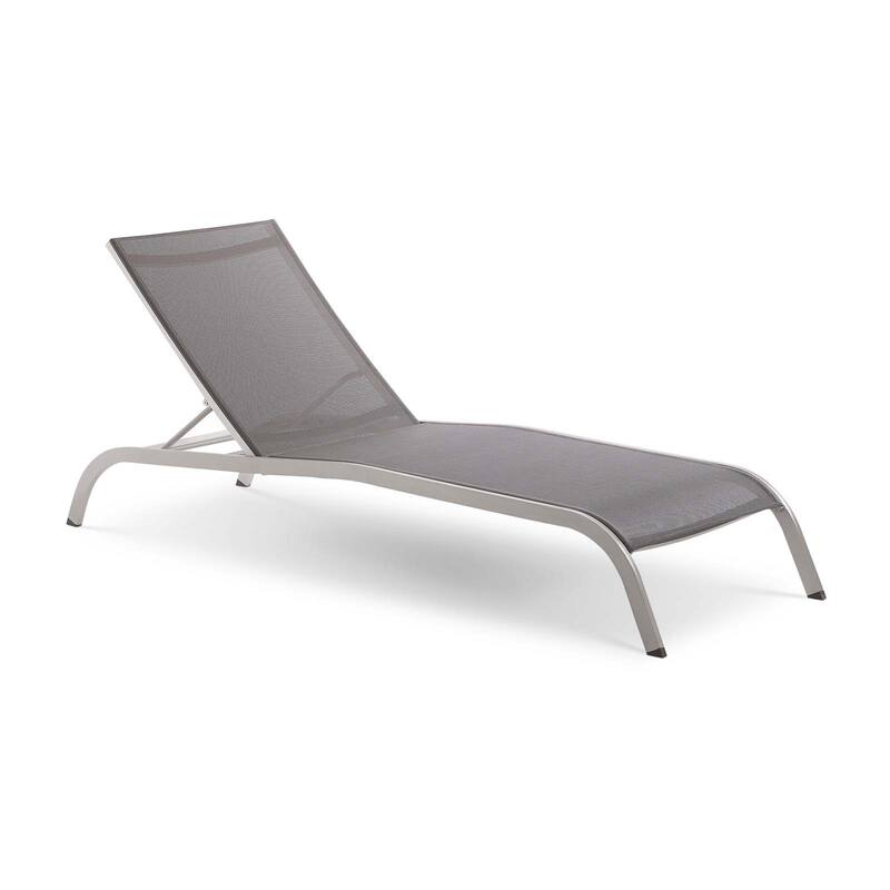 Savannah Outdoor Patio Mesh Chaise Lounge Set with Side Table ...