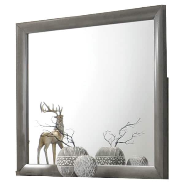 Transition Style Wooden Mirror with Rectangular Shape,Gray and Silver ...