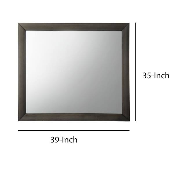 Transition Style Wooden Mirror with Rectangular Shape,Gray and Silver ...