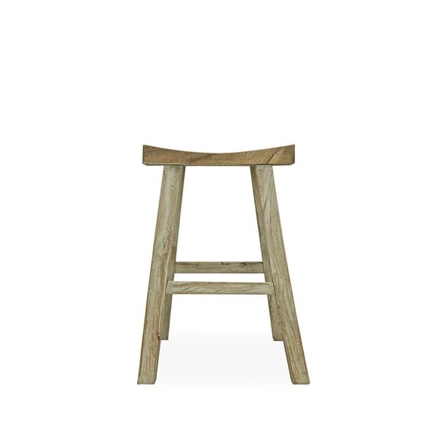 Tibetan Reclaimed Elm Distressed Olive Grey 20 Inch Stool - Bed Bath ...