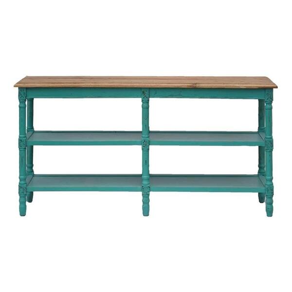 Emerald Bay Hand-Painted Turquoise Console Table - Bed Bath & Beyond ...