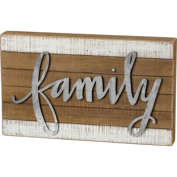 Family Hand Lettered Slat Wood Box Sign 15" x 9" - Bed Bath & Beyond ...