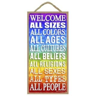 Welcome All People Wood Sign 10" x 5" - Bed Bath & Beyond - 30392584