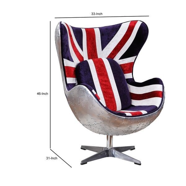 Union Jack Swivel Balloon Chair with Aluminum Patchwork, Multicolor ...