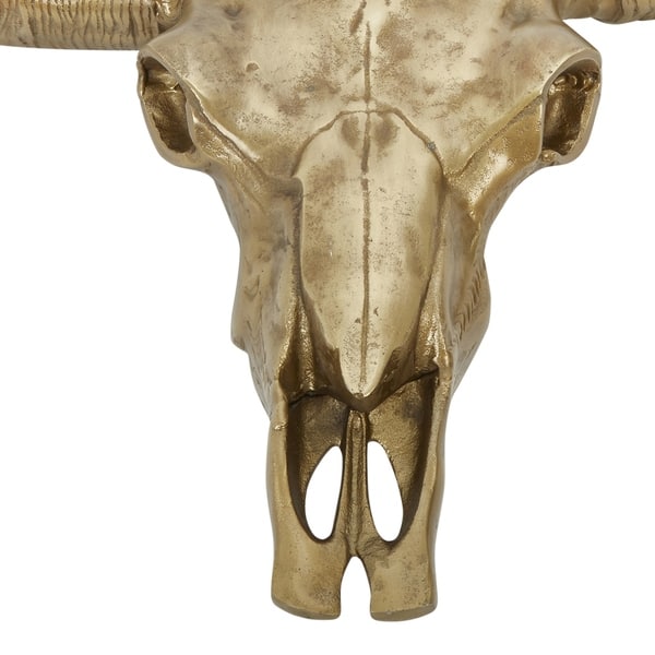 Aluminum Bull Head Sculpture with Gigantic Horns, Gold - Bed Bath ...