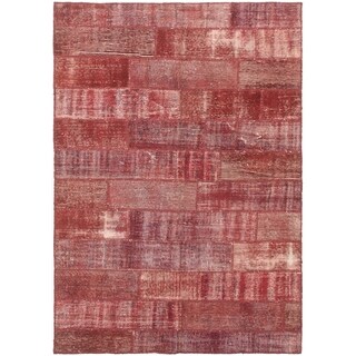 Hand-knotted Color Patchwork Burgundy Wool Rug - 5'7 x 7'10 - Bed Bath ...