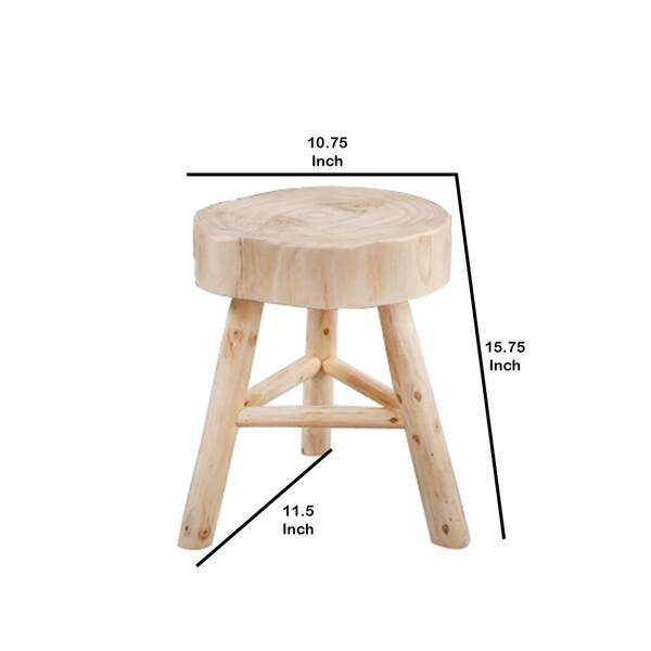 Farmhouse Style Wooden Stool with Angled Legs Supoort, Beige - Bed Bath ...
