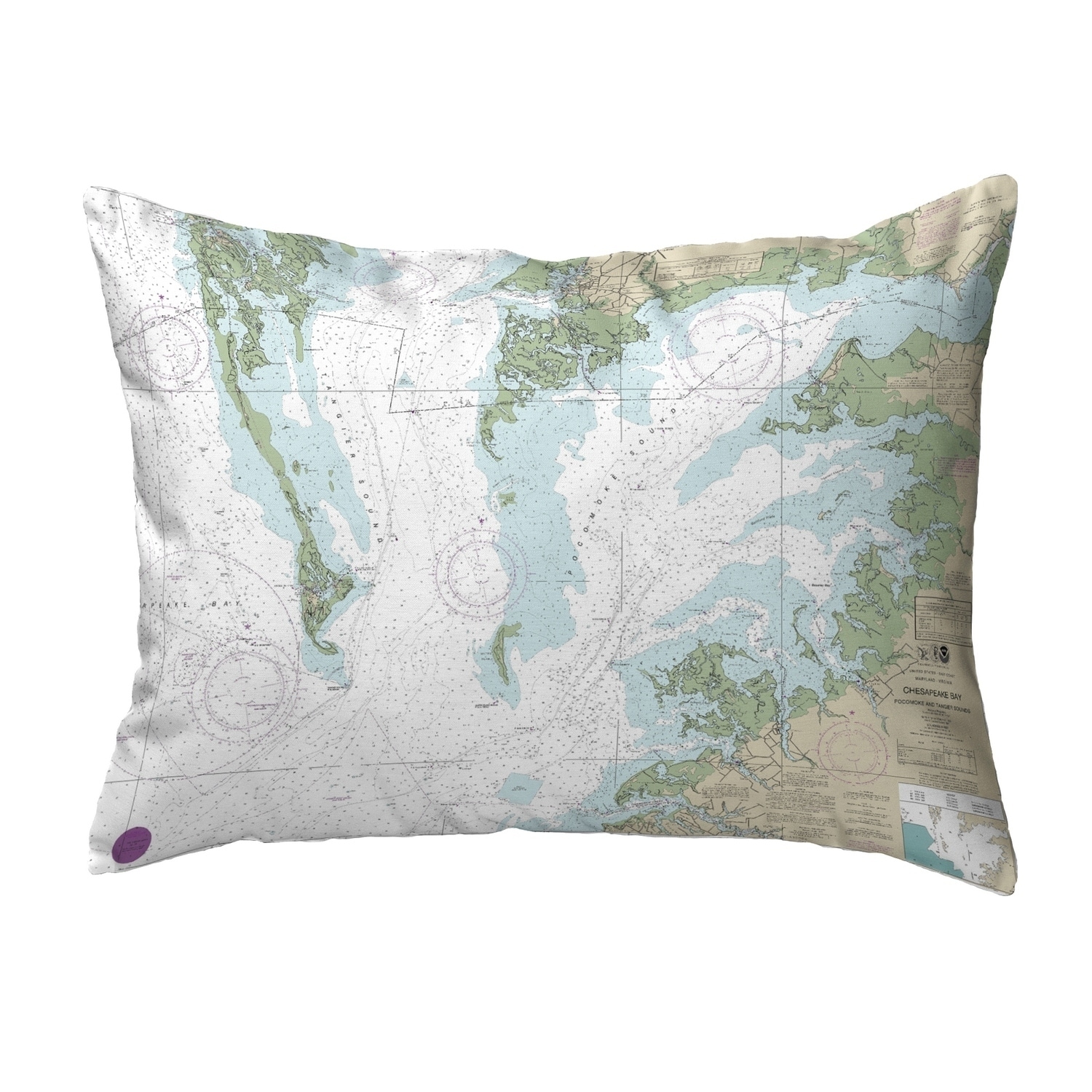 Chesapeake Bay - Pocomoke and Tangier Sounds, VA Nautical Map Pillow ...