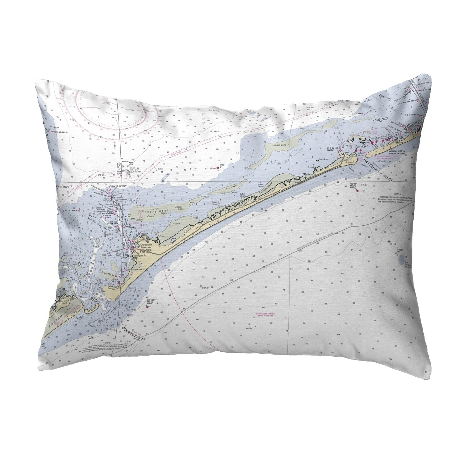 Beaufort Inlet and Part of Core Sound, NC Nautical Map Small Pillow ...