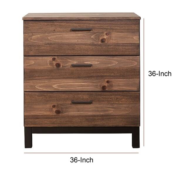 Transitional Style Wooden Chest with 3 Drawers, Small, Brown - Bed Bath ...