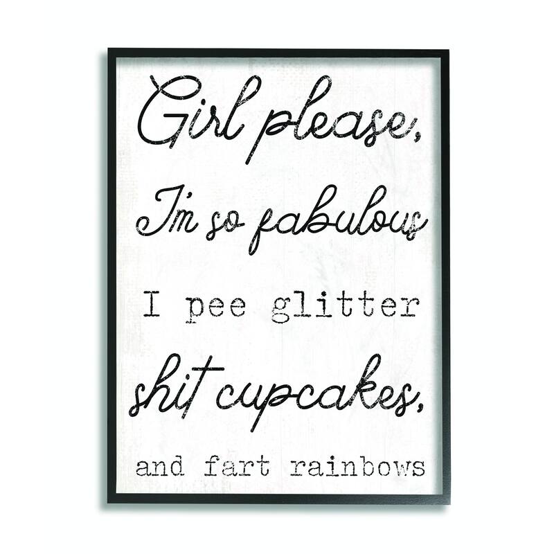 Stupell Girl Please Glam Funny Wood Textured Word Design Framed Wall ...