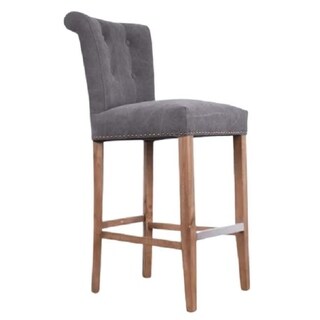 Nice Stool Modern stool upholstered in grey with wood legs, distressed ...