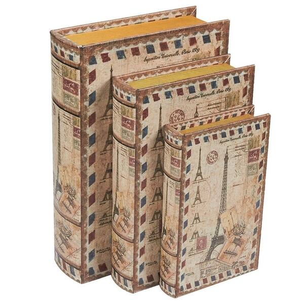 3pcs Decorative Book Storage Boxes Money Jewelry Eiffel Tower Design 8 ...