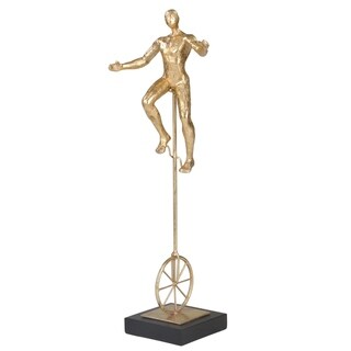 Polyresin Acrobat Statuette with Unicycle and Block Base, Gold - Bed ...