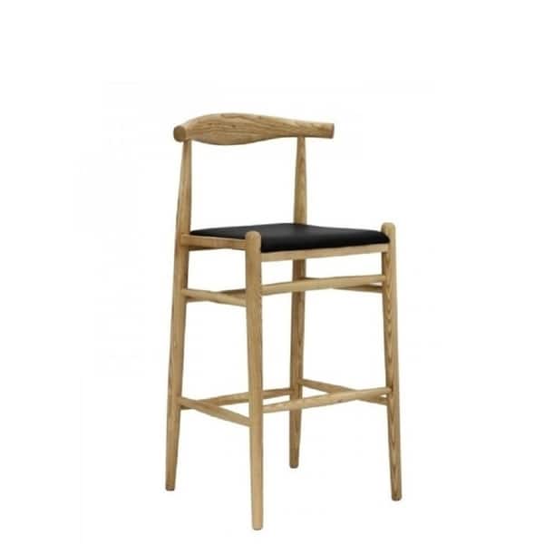 Elbow bar stool, 30 seat height made solid wood and Faux leather Seat ...