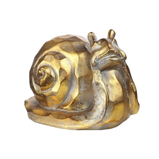 Fiberstone Snail Statue with Hammered Design, Distressed Gold Finish ...