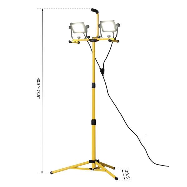 HOMCOM 14,000 Lumen LED Work Light with Stand, Dual Head with Grab ...