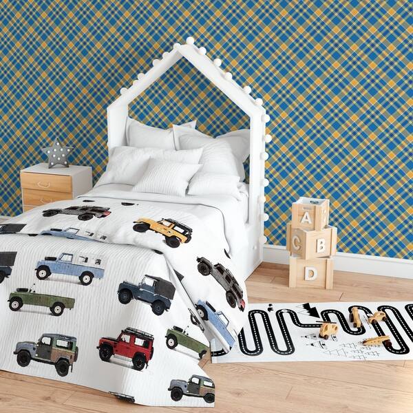 NOAH BLUE AND GOLD Wallpaper By Kavka Designs - Bed Bath & Beyond ...