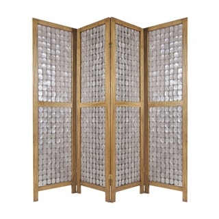 Royal 4 Panel Mango Wood Screen with Capiz Shell Decor, Brown - Bed ...