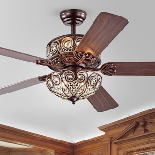 Luella 52 Inch Antique Copper Finish Ceiling Fan Crystal 3 Light with ...