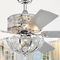 Silver Orchid Novarro Lighted Ceiling Fan with Crystal Bowl Shade - On ...