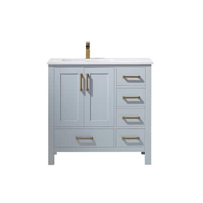 Shannon 36" Single Vanity in Paris Grey with Artificial Fine white ...