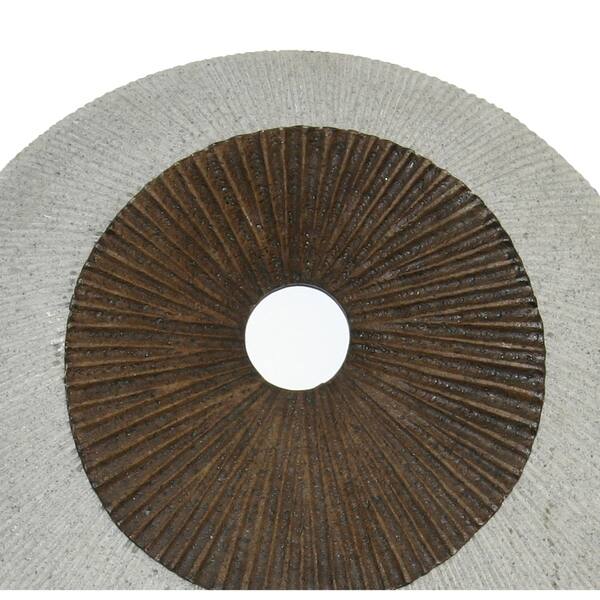 Kim 14 Inch Round Sandstone Wall Art, Ribbed, Brown, White - 6 x 12 ...
