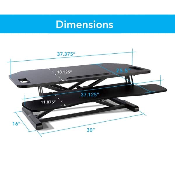 Atlantic Black Height Adjustable Extra-Large Standing Desk Converter ...