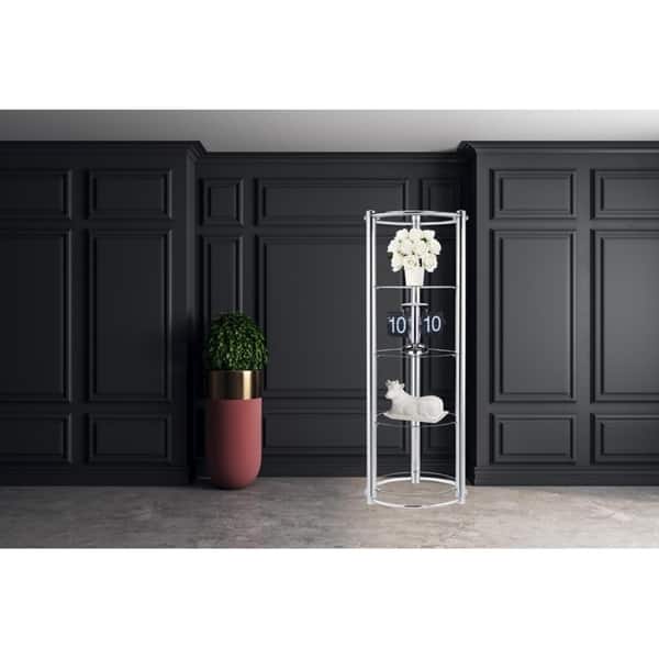 Contemporary Round Display Shelf Tempered Glass In Chrome - Bed Bath ...