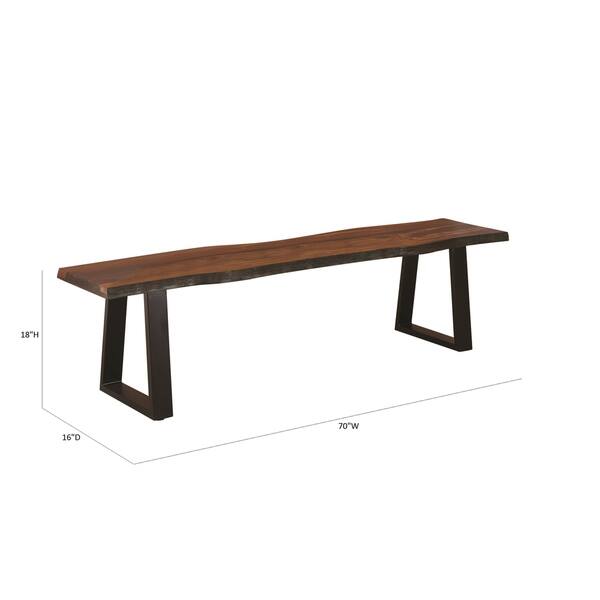 Coaster Furniture Ditman Grey Sheesham and Black Live Edge Dining Bench ...