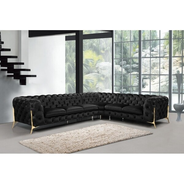 Divani Casa Sheila Modern Black Velvet Sectional Sofa Bed Bath Beyond 30600574