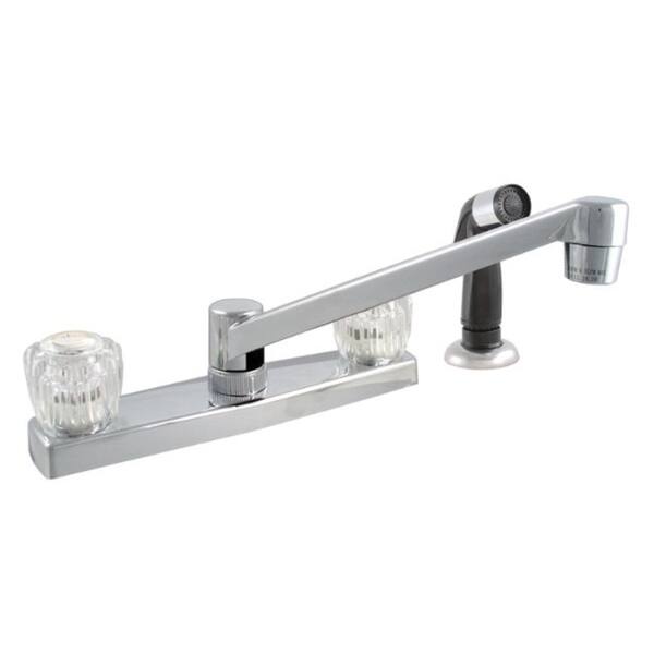 Ldr Non Metallic Two Handle Chrome Kitchen Faucet Side Sprayer Included