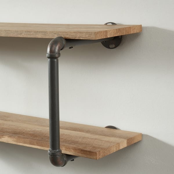 Furniture of America Gaetan Industrial Natural Tone Floating Wall Shelf ...