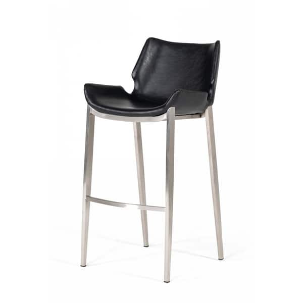 Modrest Dave Modern Black Eco-Leather Bar Stool (Set of 2) - Bed Bath ...
