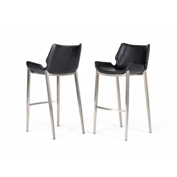 Modrest Dave Modern Black Eco-Leather Bar Stool (Set of 2) - Bed Bath ...