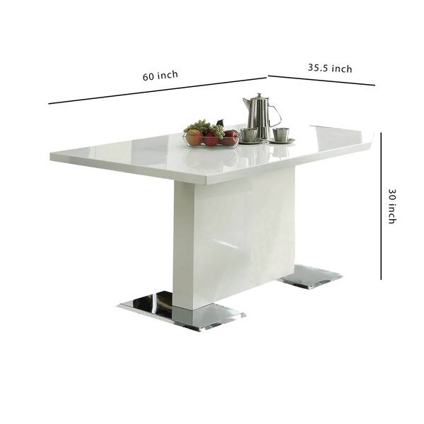 Modern Style Metal Dining Table with T Shaped Design Structure, White ...
