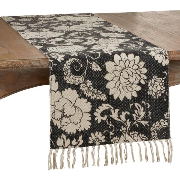 Fringed Table Runner With Floral Design - Bed Bath & Beyond - 30622023